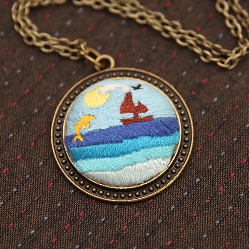 DIY Necklace Embroidery Kit with Hoop Needlework H... – Vicedeal