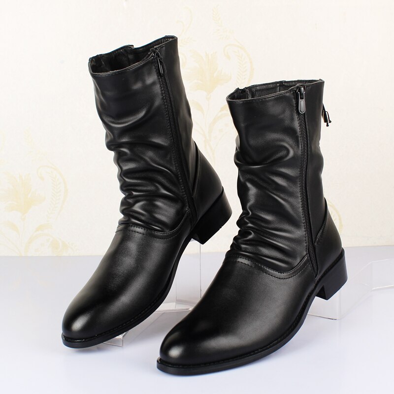 Winter Pointed Toe Mens Mid-calf Boots Increased T... – Grandado