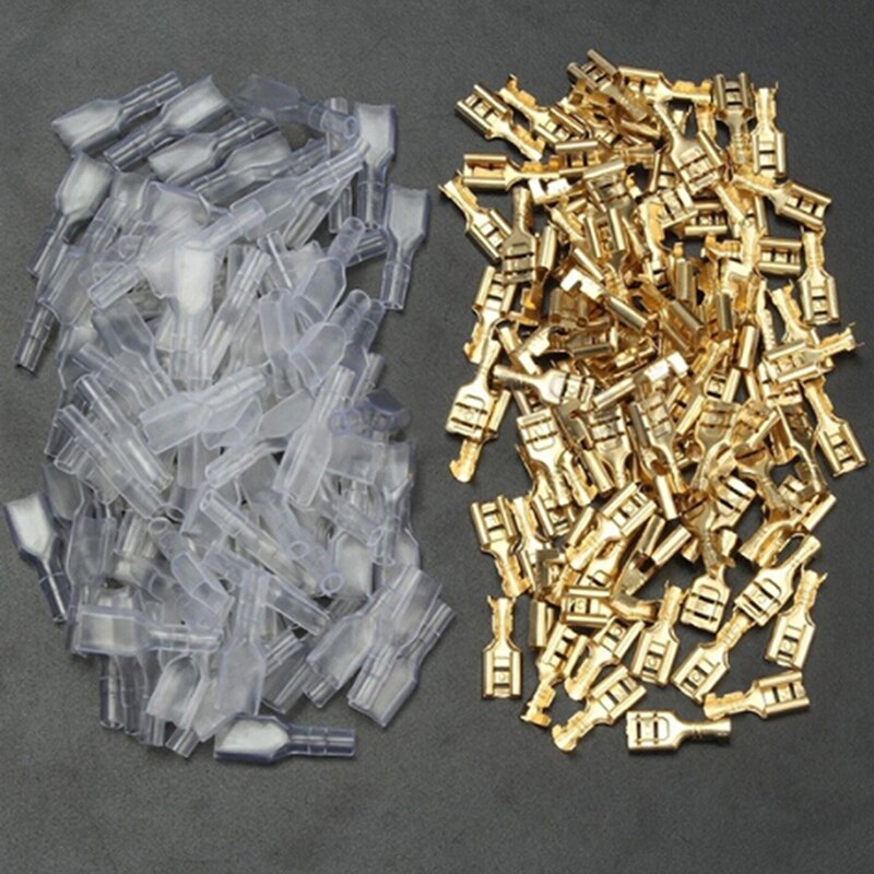 100 Pairs 6.3mm Brass Crimp Terminal Female Spade ... – Grandado