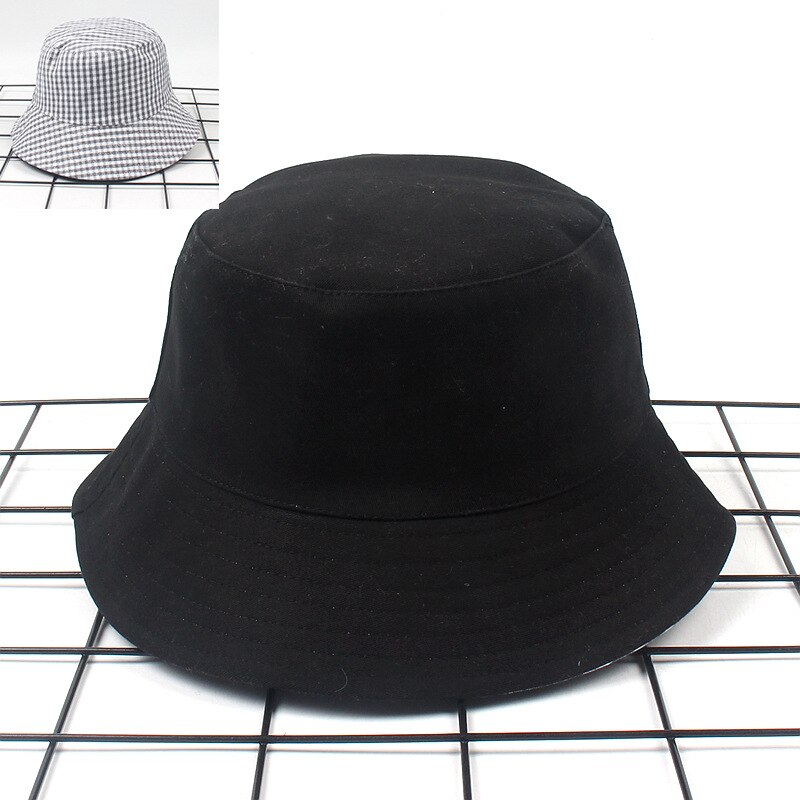 Fisherman hat women female simple lattice double-s... – Vicedeal