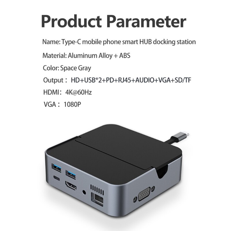 9in1 USB Hub Docking Station (HD-MI+USBx2+PD+RJ45+... – Vicedeal