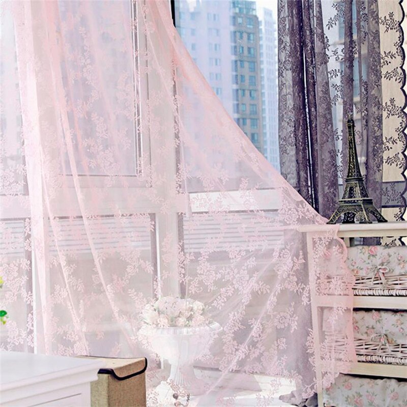 145*180CM Lace Window Curtain Tulle Perspective Vo... – Vicedeal