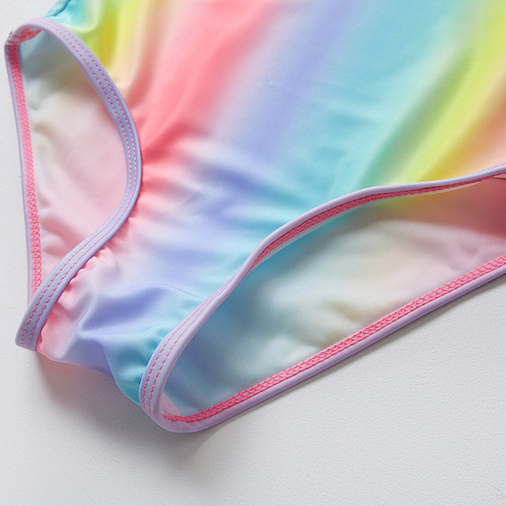 Stripe Rainbow Swimwear Kids Girls Swimsuit One Pi... – Grandado
