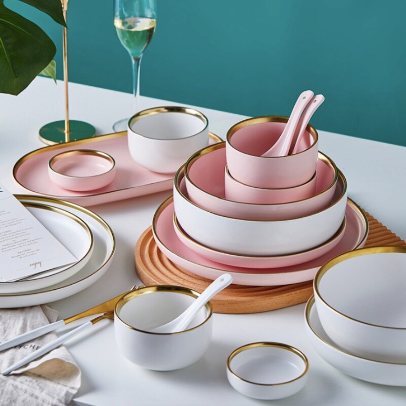 Dinner Plate Set Ceramic Kitchen Plate Tableware S... – Vicedeal