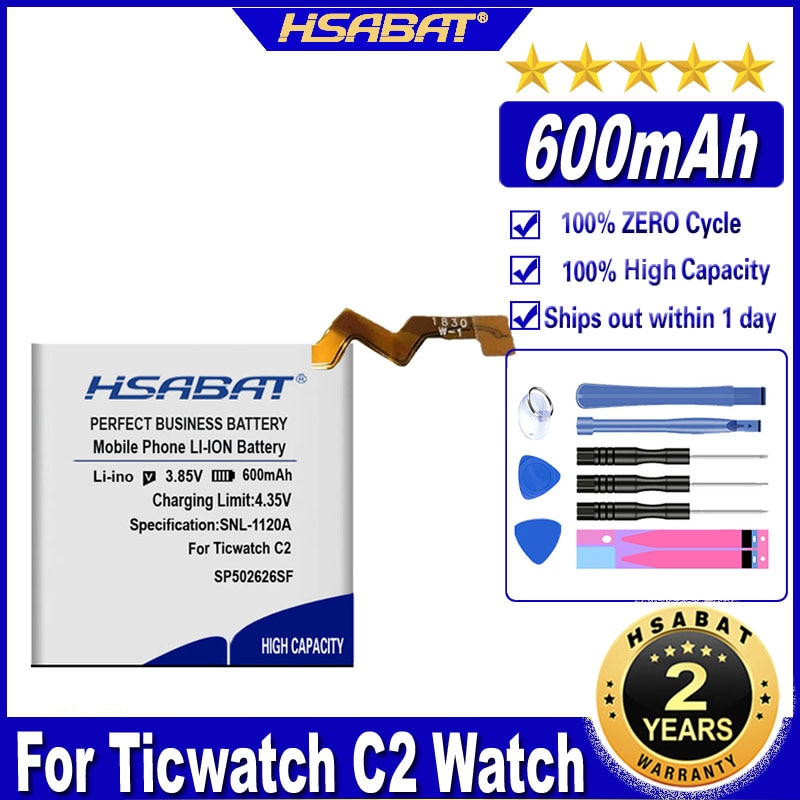 HSABAT SP502626SF 600mAh Battery for Ticwatch C2 W... – Grandado