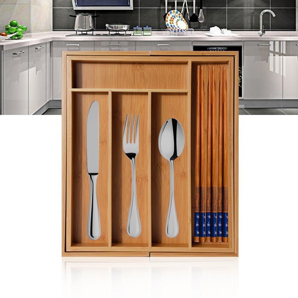 Expandable Cutlery Bamboo Drawer Organizer Cutlery... – Grandado