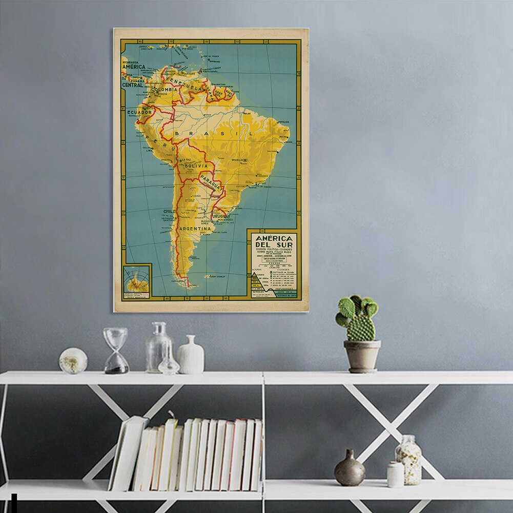 100*150cm Political Map of South America In Spanis... – Grandado