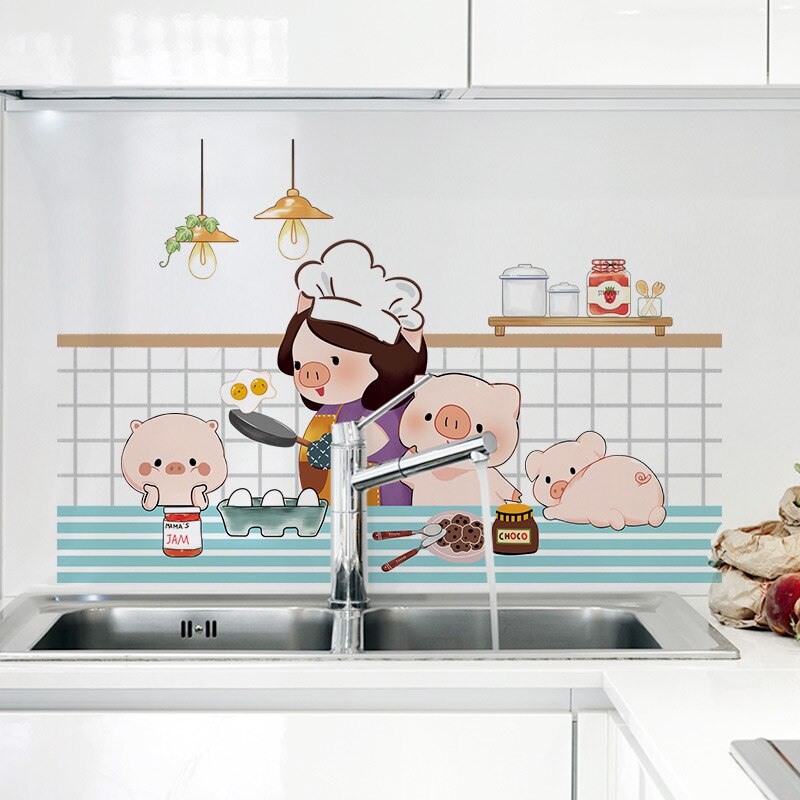 Kitchen Wall Stickers Waterproof Animals Cartoon K... – Grandado
