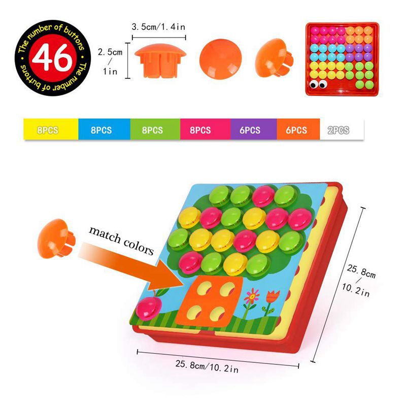 Button Art Color Matching Pegboard Puzzles Early L... – Vicedeal