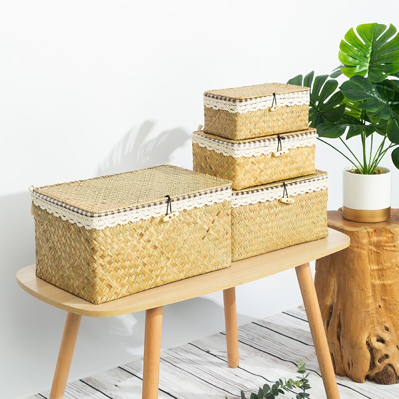 Natural Seagrass Storage Baskets Handwoven Wicker ... – Grandado