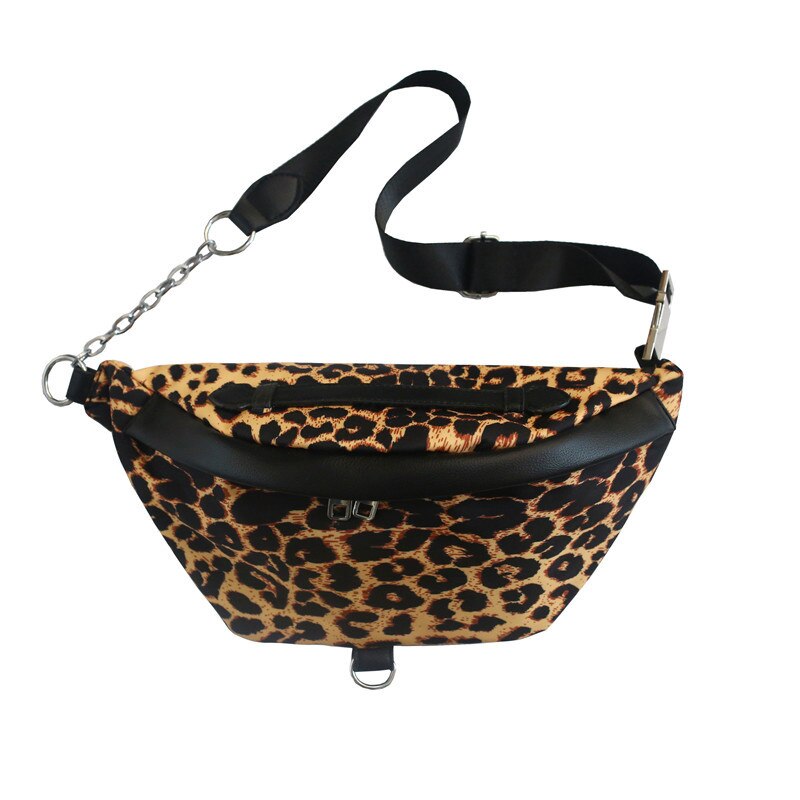 Nylon Leopard Fanny Pack Zipper Chain Belt Bag for... – Grandado