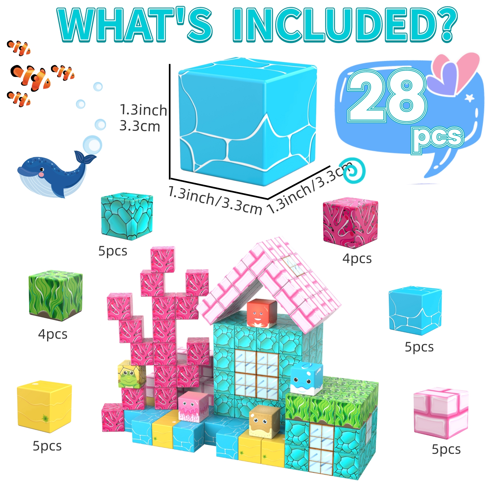 Juego de bloques magnéticos de 28 piezas para niño... – Grandado