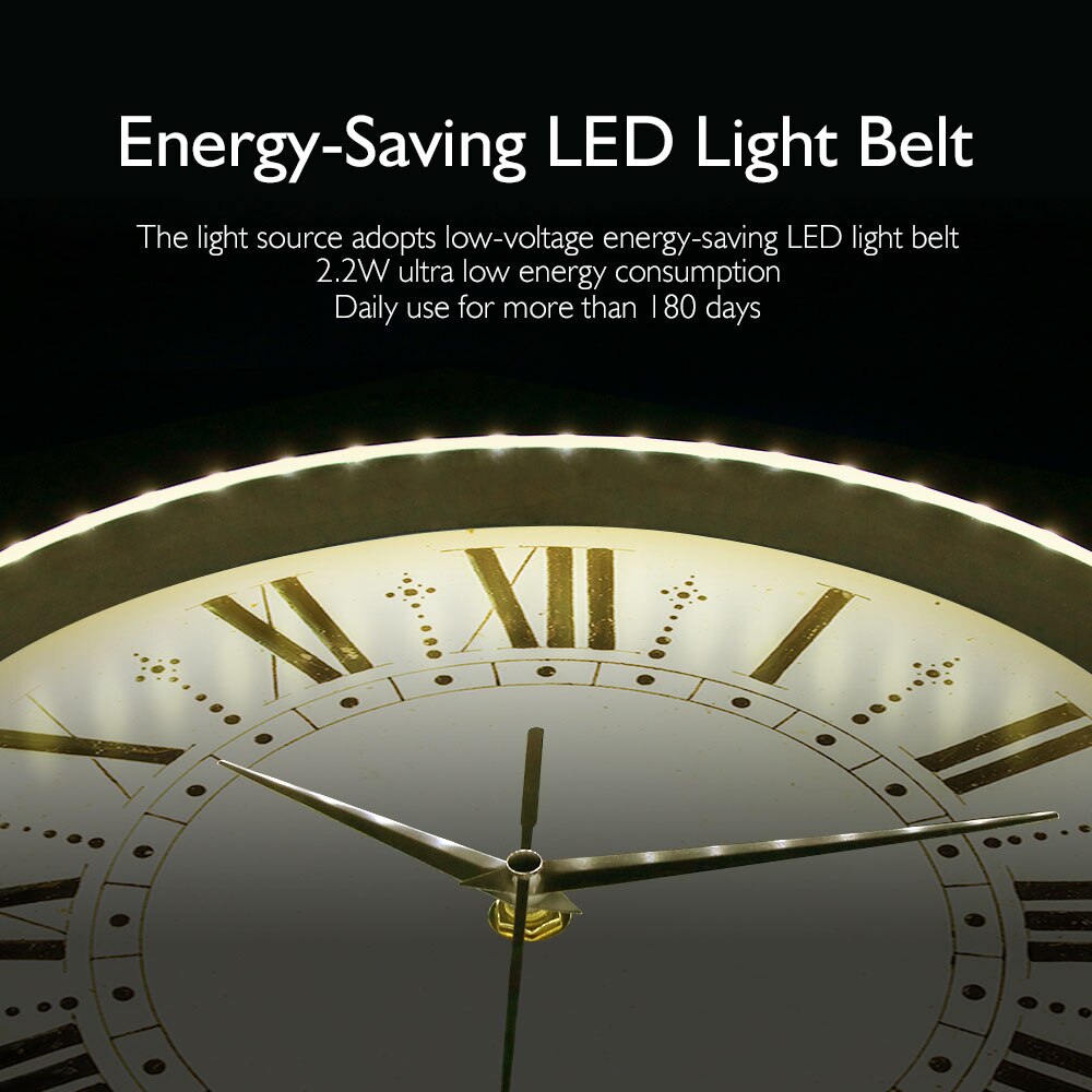 Retro Rustic Roman Numerals LED Luminous Wall Cloc... – Vicedeal