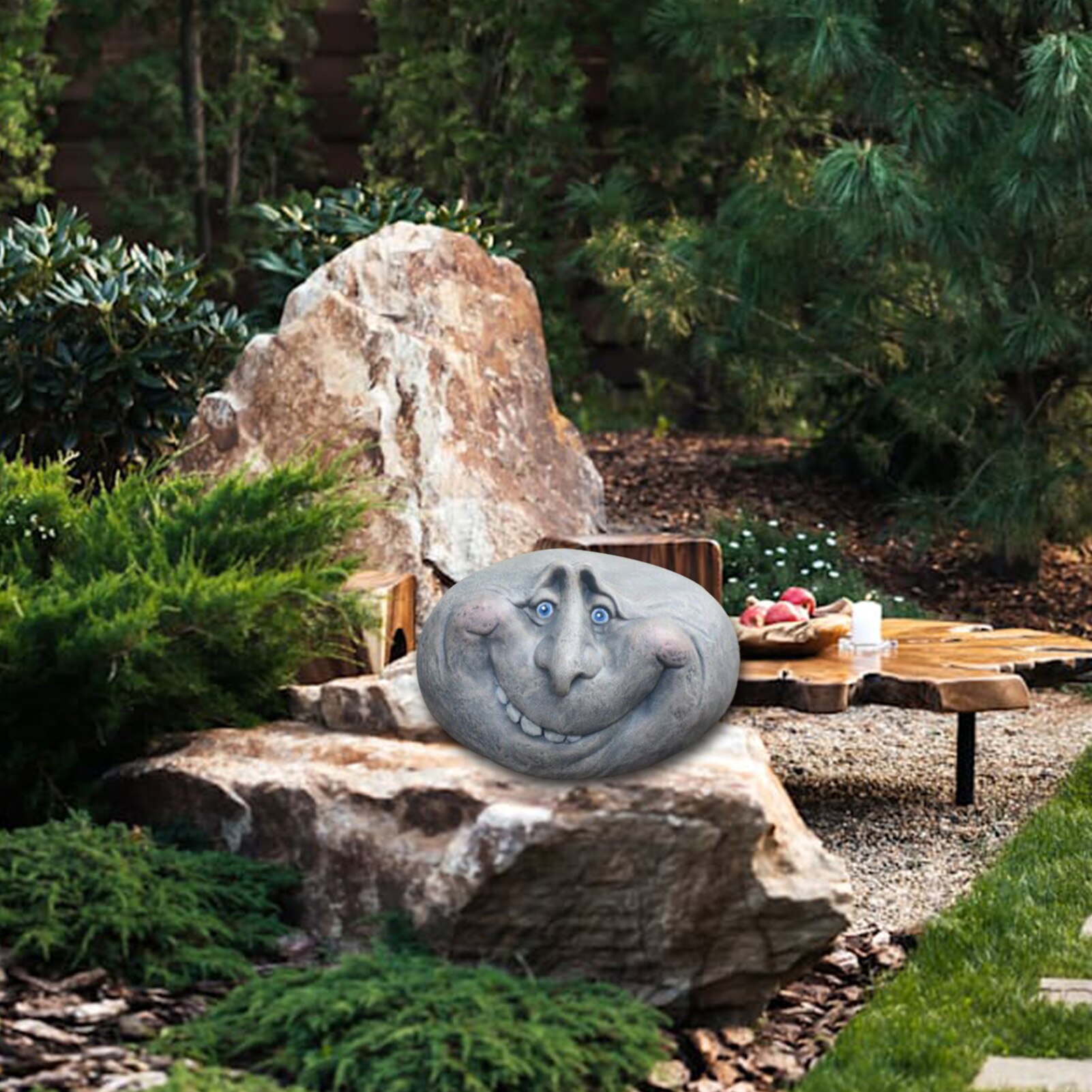 Rock Funny Face Garden Yard Art Resin Sculptures M... – Vicedeal