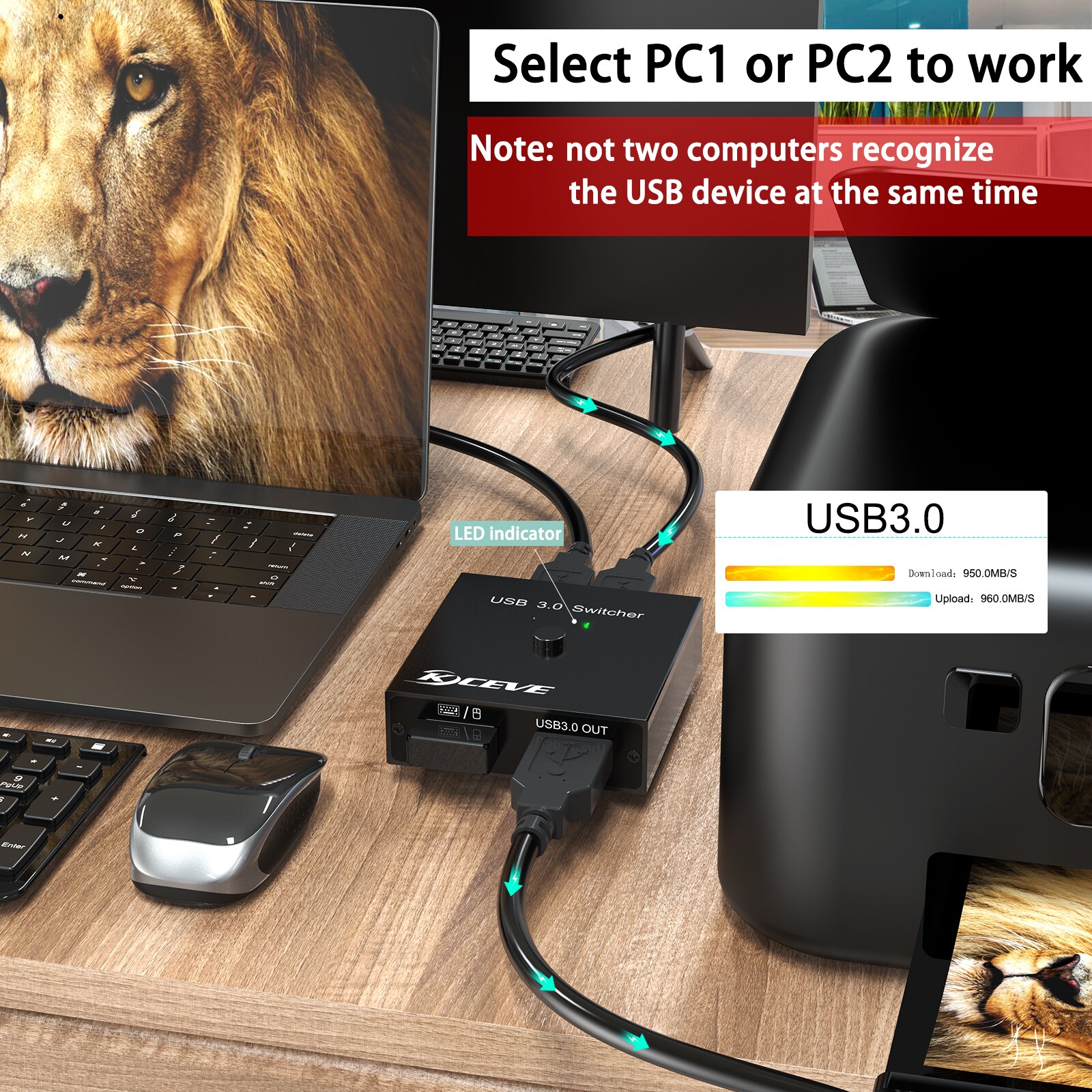 2/4 Poorten Usb 3.0/2.0 Gedeeld Apparaat Afdrukken... – Vicedeal