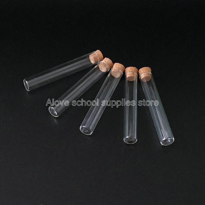 50pcs clear 12*75mm glass test tube with cork flat... – Grandado