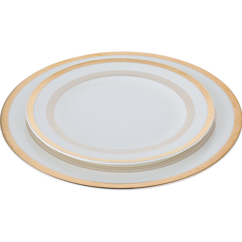 Gold Round Plate Set Ceramic Dinner Plates Brief N... – Grandado