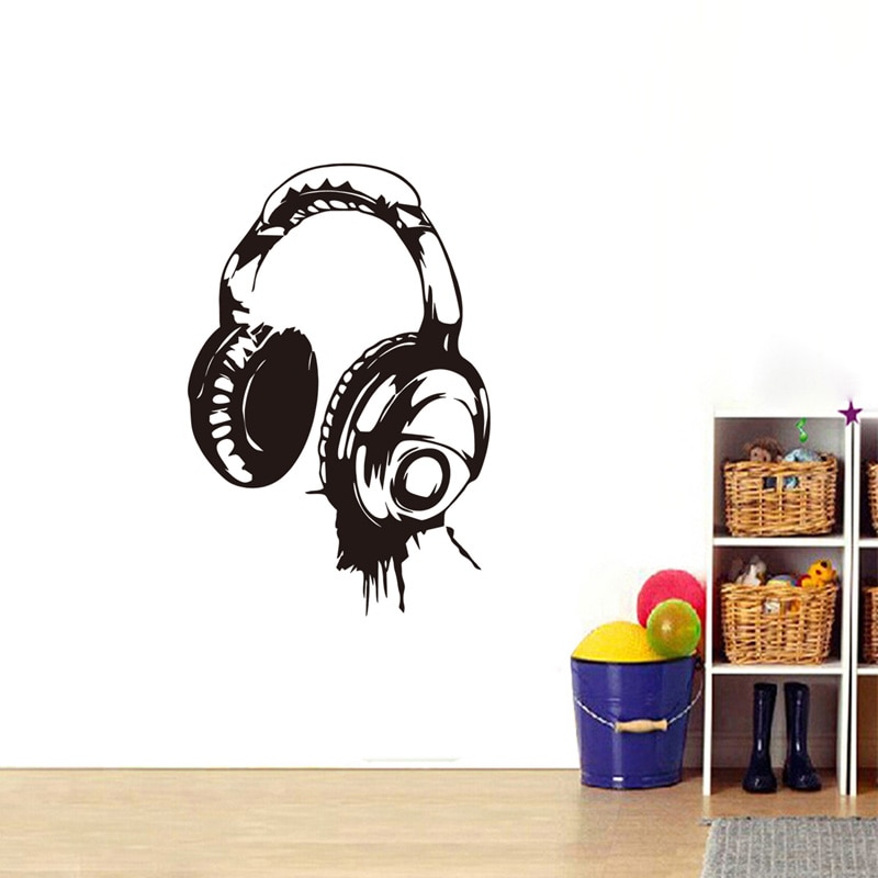 headphones Wall Stickers bedroom living room decor... – Grandado