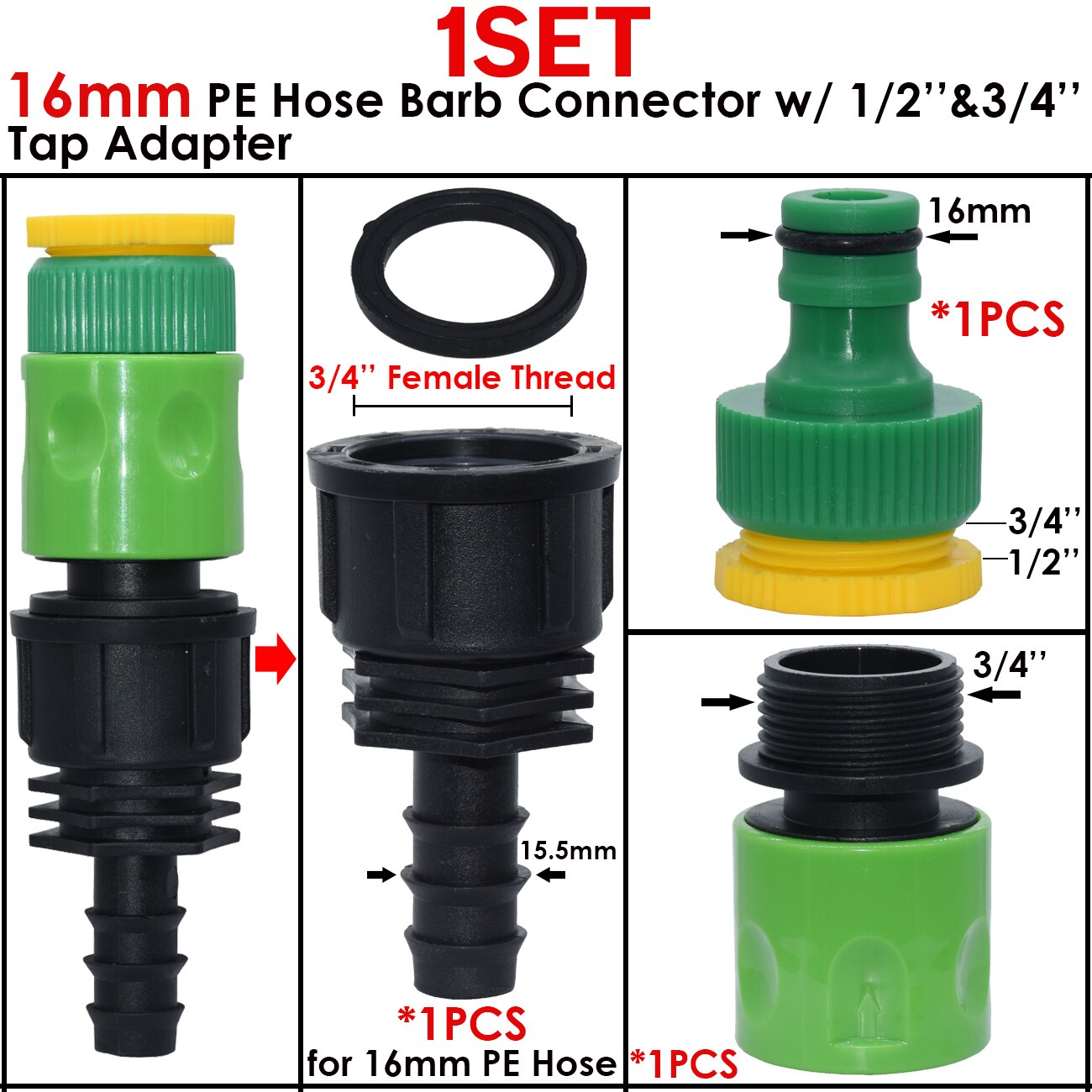 Kesla 3/4 "Binnendraad Connector Barb 16Mm 20Mm Pe... – Vicedeal