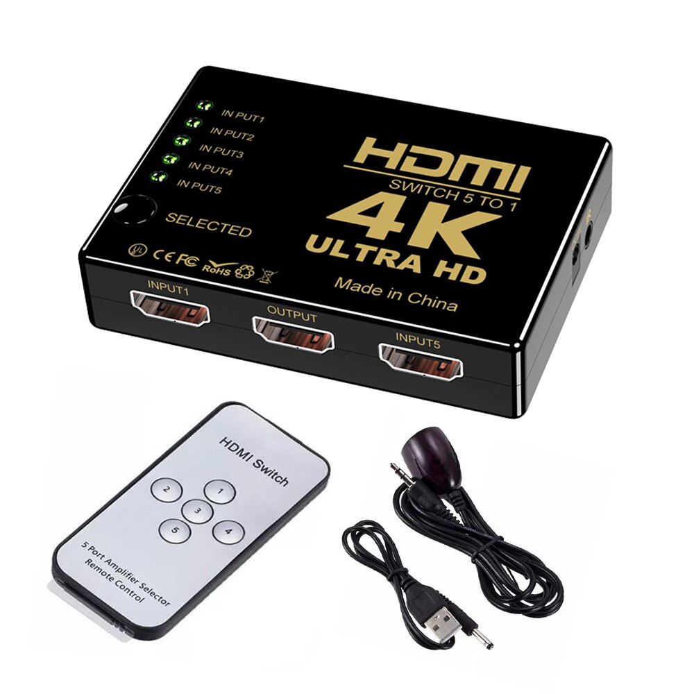 4K 5x1 HDMI Switcher 5 Port HD Switch HD Video Swi... – Vicedeal