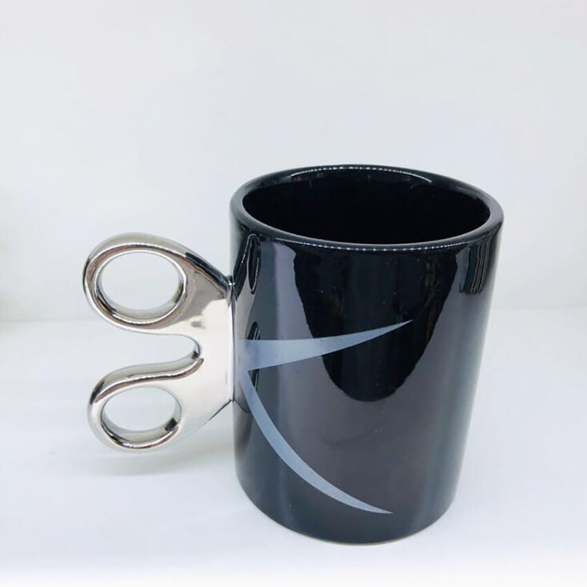 Ceramic Coffee Mug Cup with Scissors Handle, Silve... – Grandado