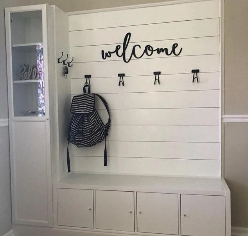 Wood Welcome Script Word Sign Art Rustic Cursive W... – Vicedeal