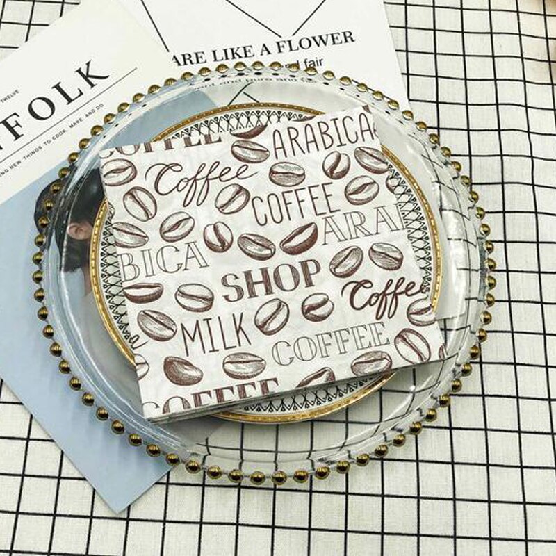 Simple Printed Coffee Beans Milk Special Napkins F... – Grandado