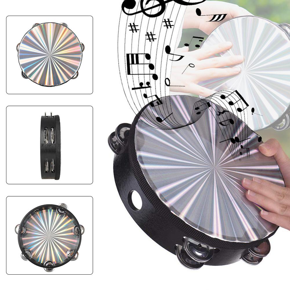 Træ strålende tamburin håndklokke håndtromle med d... – Grandado