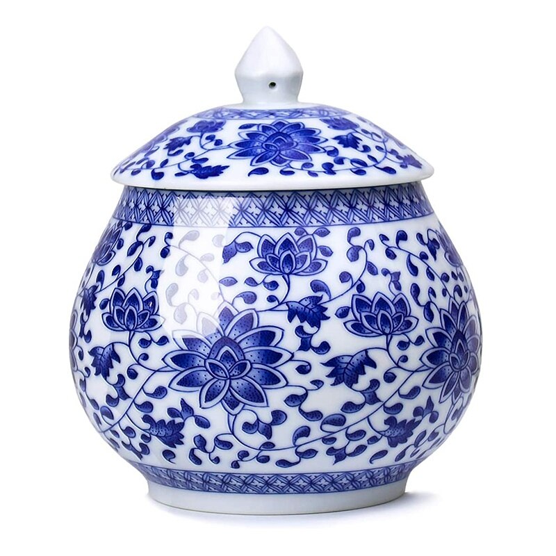 Vintage Floral Blue White Embossed Porcelain Tea T... – Grandado