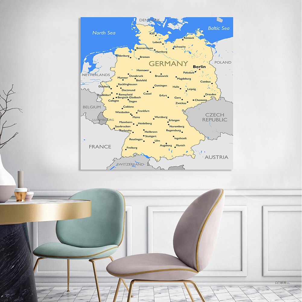 90*90 cm The Germany Political Map Wall Art Poster... – Grandado
