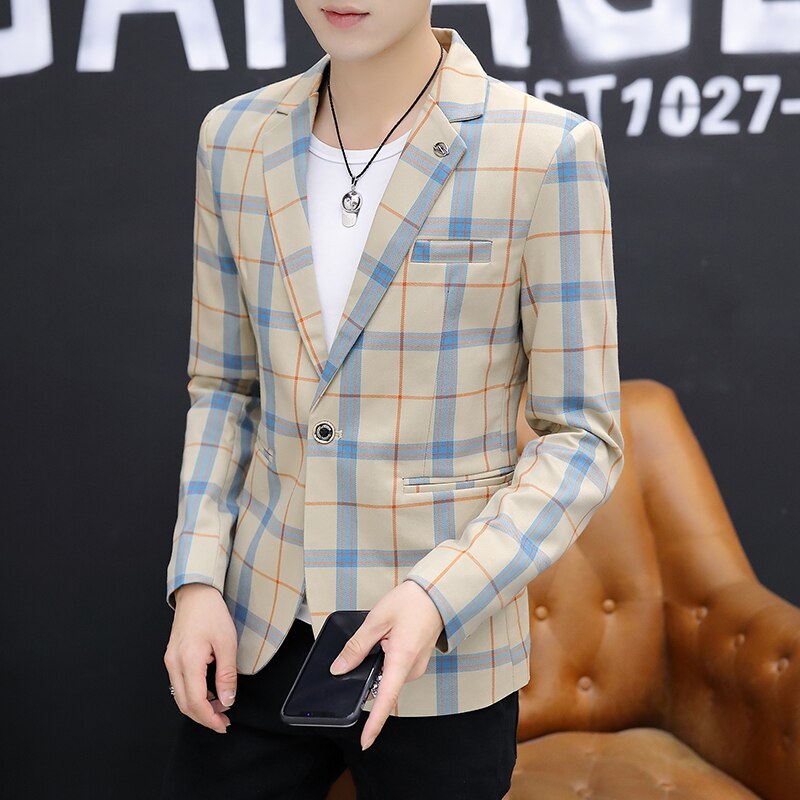 Grey Men Classic Blazers Office Jacket Knitted Men... – Grandado