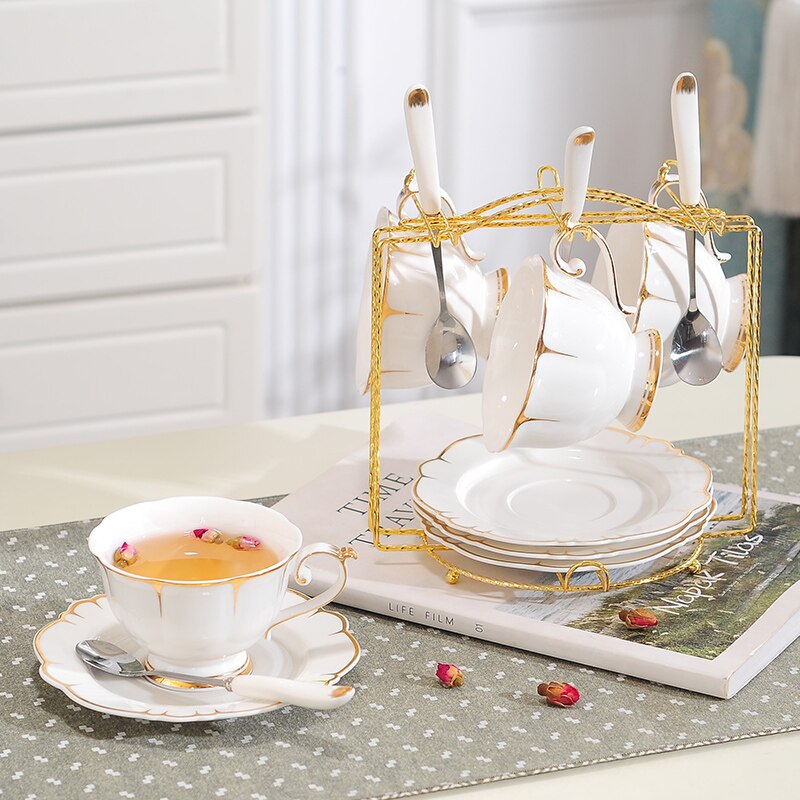 Royal Bone China Coffee Cup Ceramic Gold Rim White... – Grandado