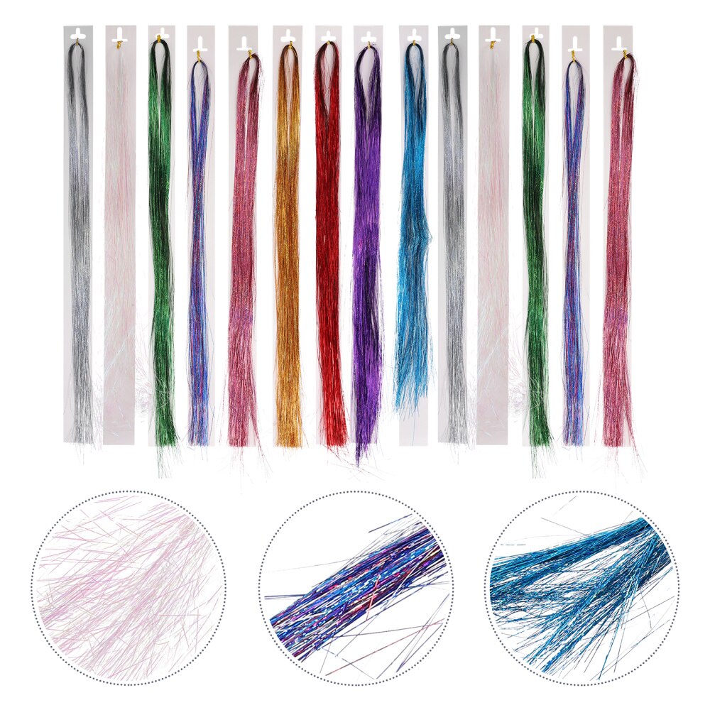 14 Pcs Hair Tinsel Strands Universal Glitter Hair ... – Grandado