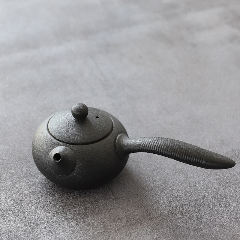 LUWU black ceramic kyusu teapot kettle tea pot chi... – Vicedeal