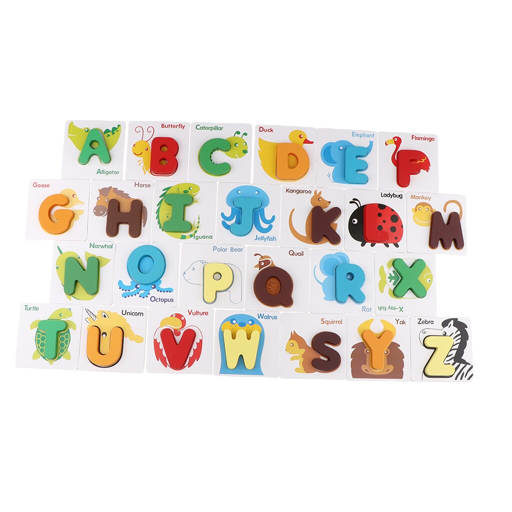 26 Pieces Wooden Letters Learning Cards Set for Ba... – Grandado