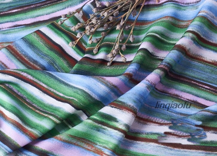 Printed fabric spring and summer silk linen vintag... – Grandado