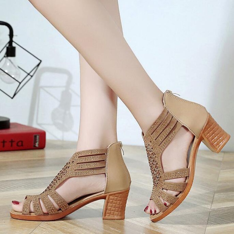 Vrouwen Sandalen Crystal Hollow Out Peep Toe Wigge... – Vicedeal