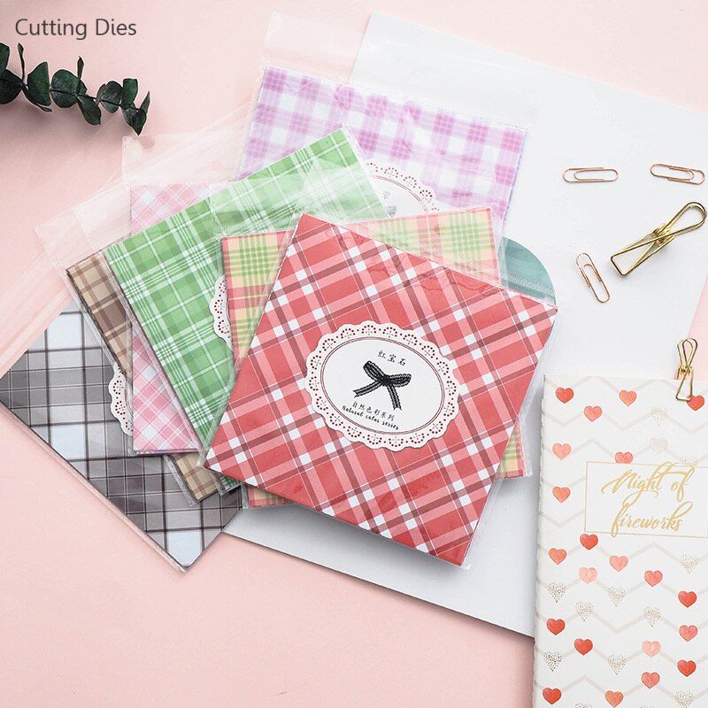 12Sheets Colorful Square Grid Printed Scrapbooking... – Grandado