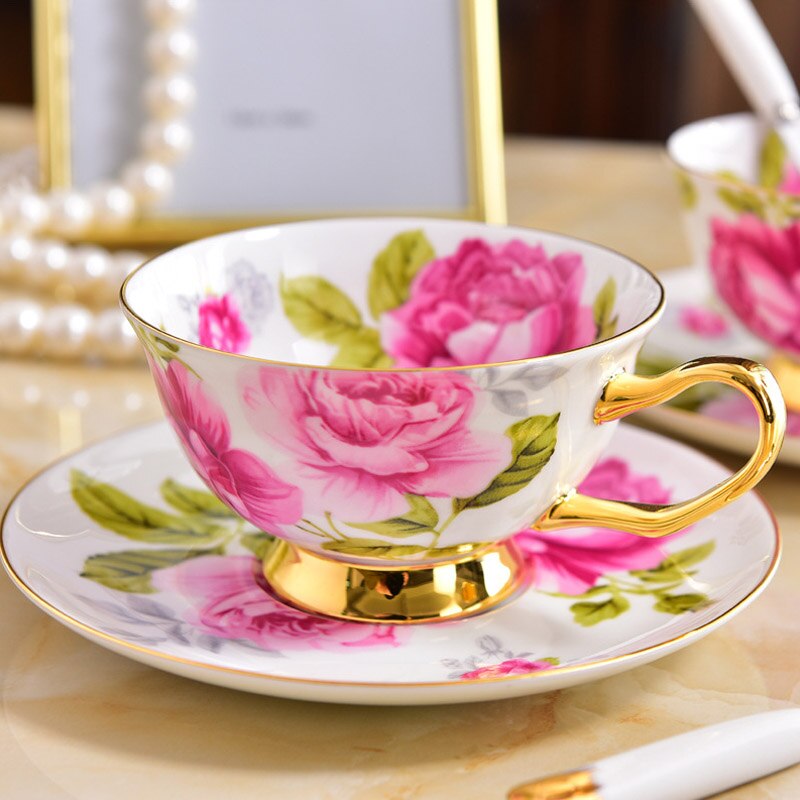 GLLead Bone China Tea Cup And Saucer Sets Rose Flo... – Vicedeal