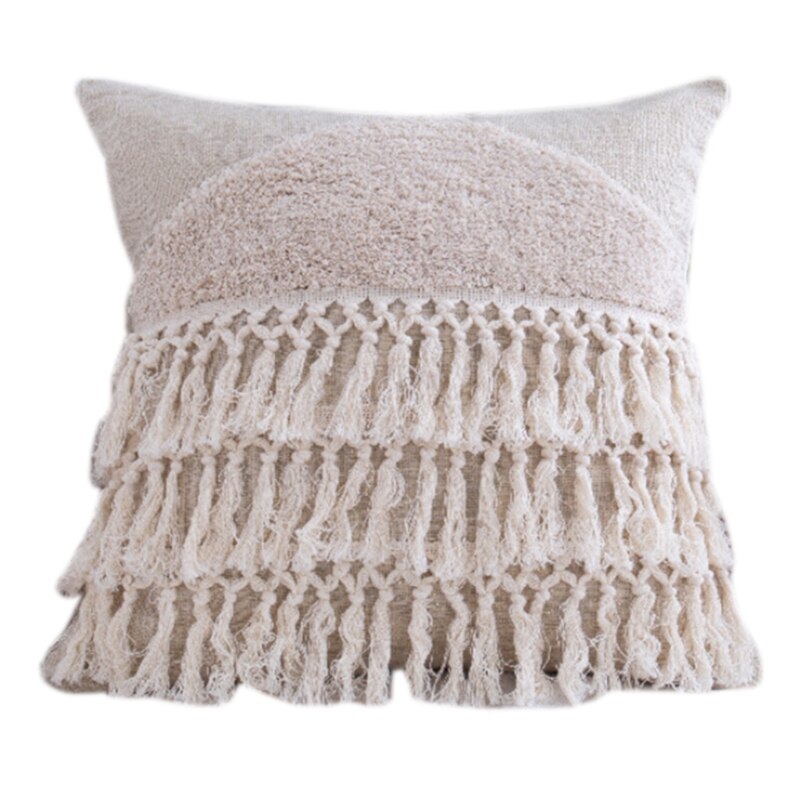 Boho Embroidered Ethnic Tufted Pillow Cotton Woven... – Grandado