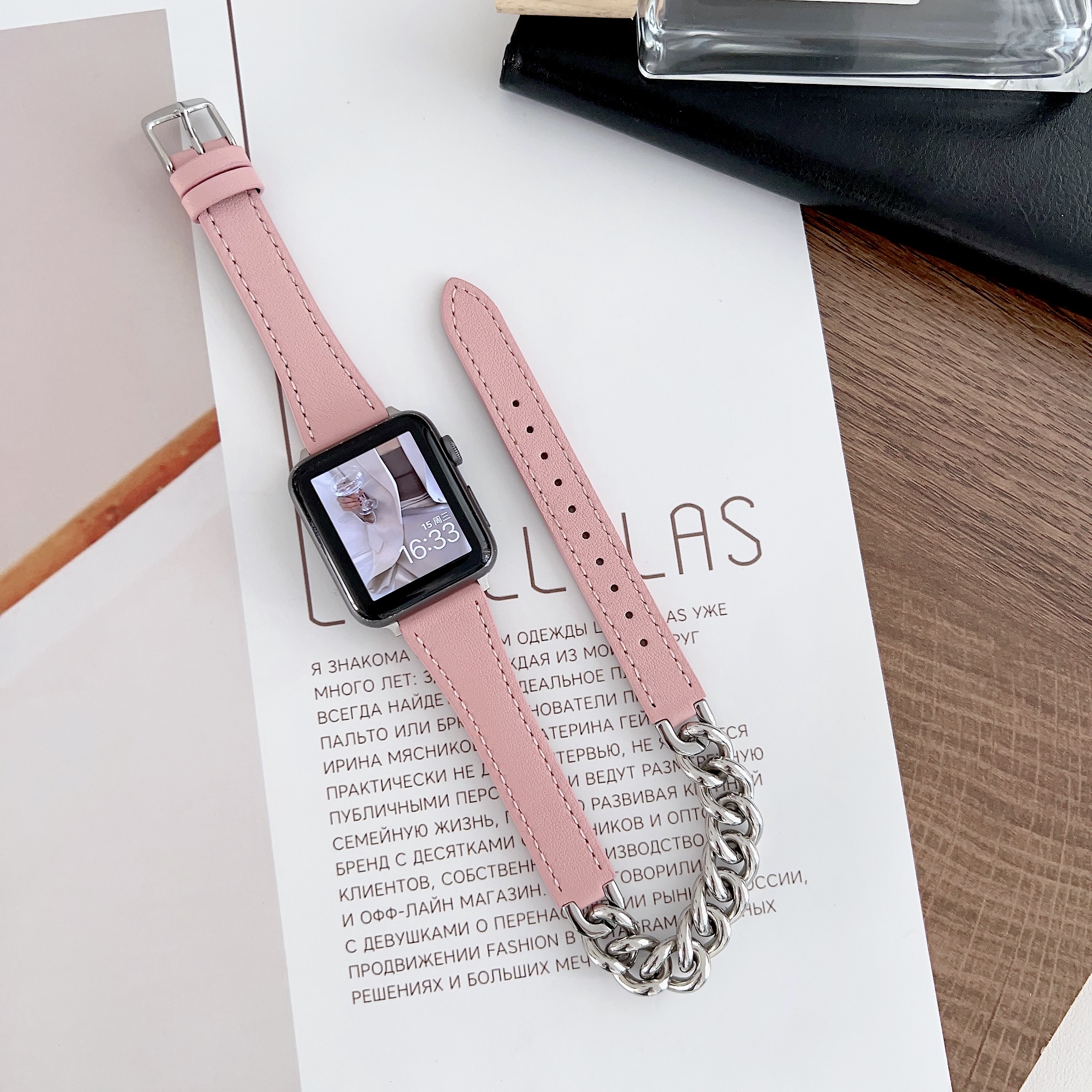 Leather Strap for Apple Watch bracelet double chai... – Grandado