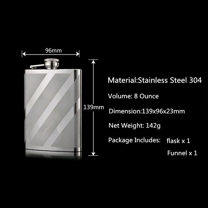 8OZ-67PS stainless steel 304 hip flask whiskey vod... – Vicedeal