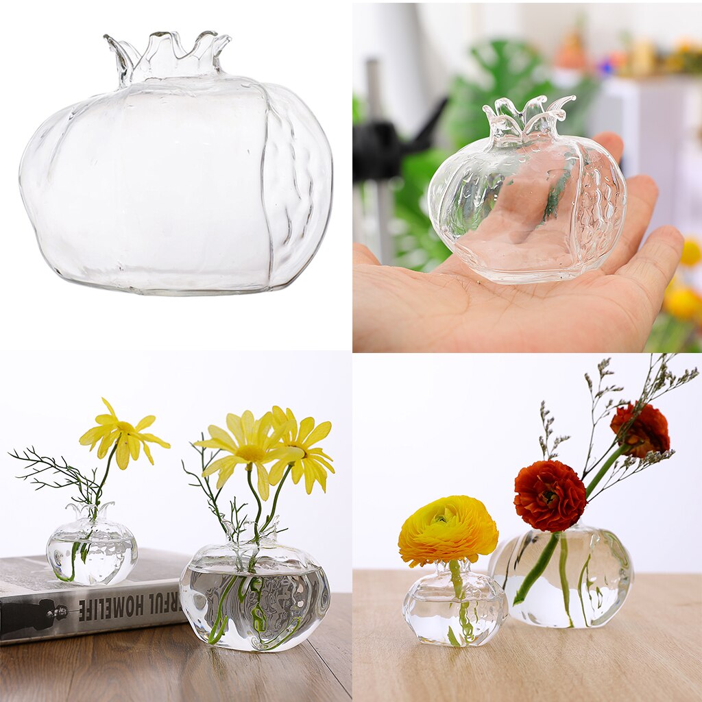 Handmade Pomegranate Clear Glass Flower Vase Trans... – Grandado
