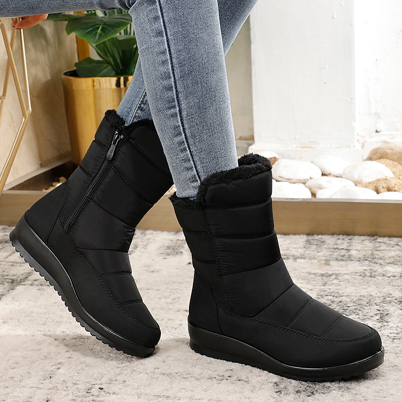 Mulheres botas de inverno botas de tornozelo cunha... – Vicedeal