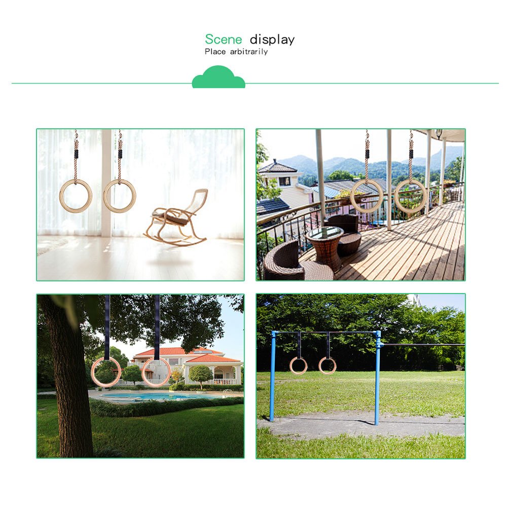 Wooden Gymnastic Rings Crossfit Indoor Fitness Gym... – Grandado