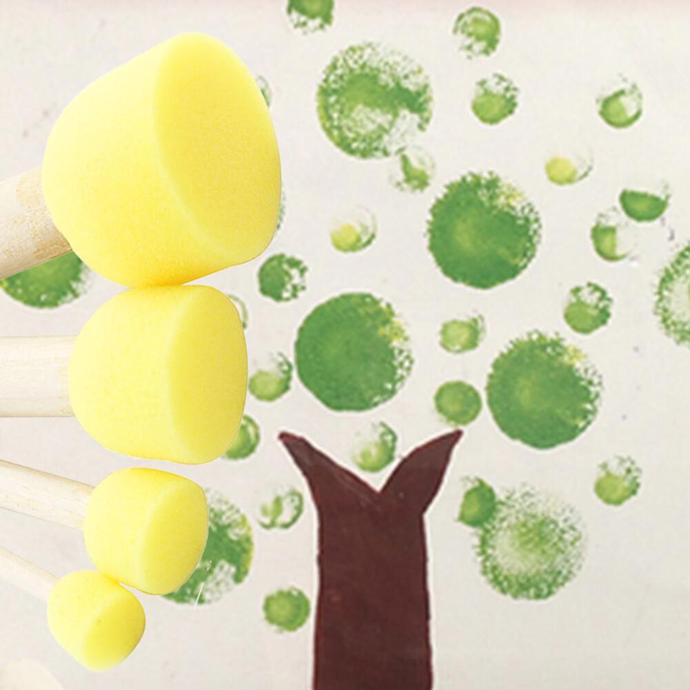 4Pcs Kids Baby Sponge Drawing Toy Wooden Handle Sp... – Grandado