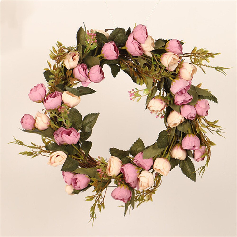 Spring Summer Wreath Rose Flower Wreath Farmhouse ... – Grandado