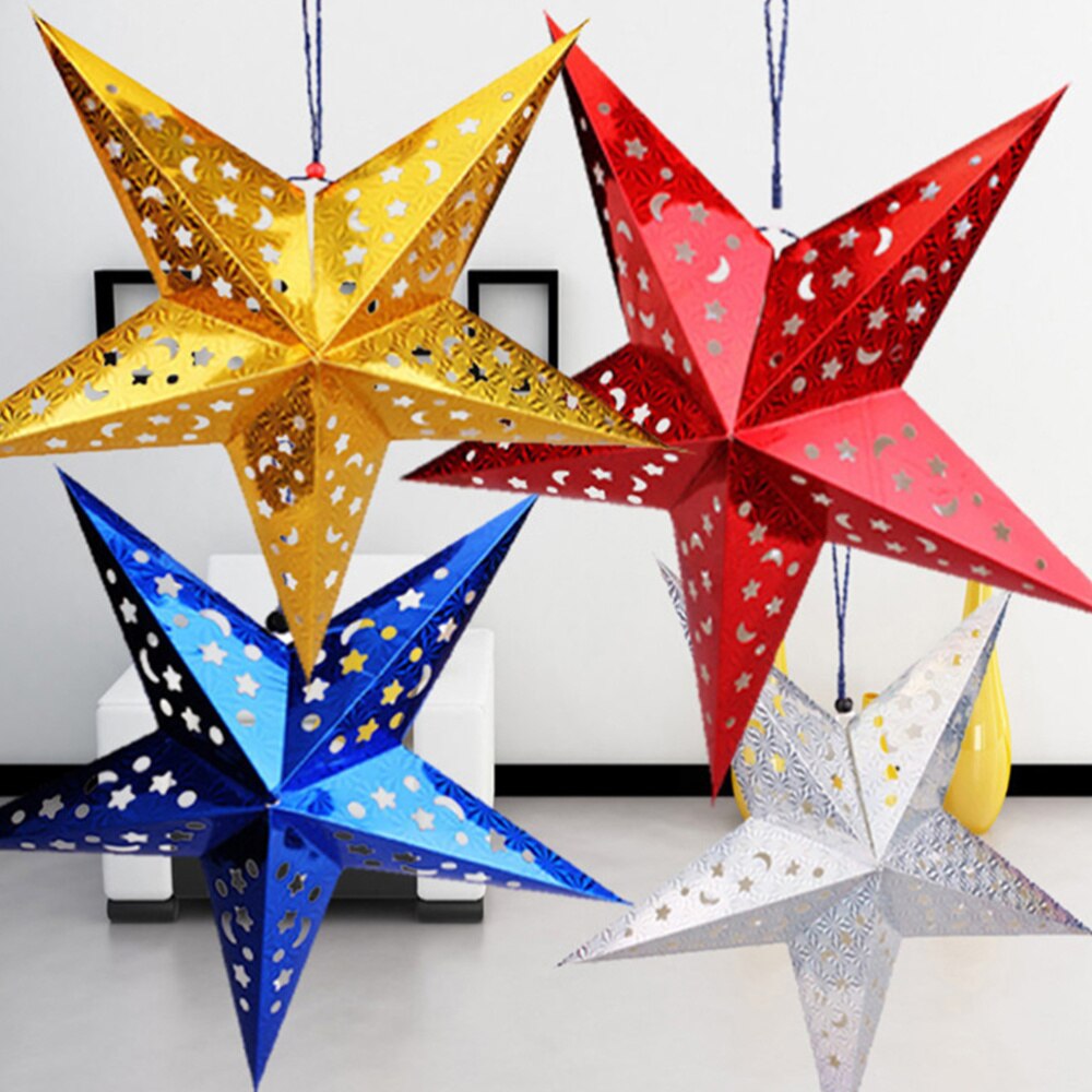 5PCS 30CM Star Ornament Paper Star Light Shiny Han... – Grandado