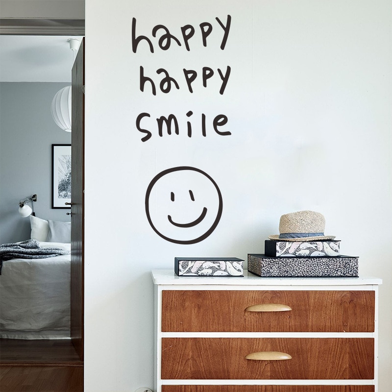 happy happy smile wall sticker for Living room bac... – Grandado