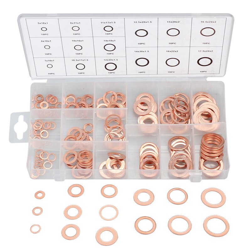 Proster 150pcs M5-M17.5 Assorted Copper Washer Gas... – Vicedeal